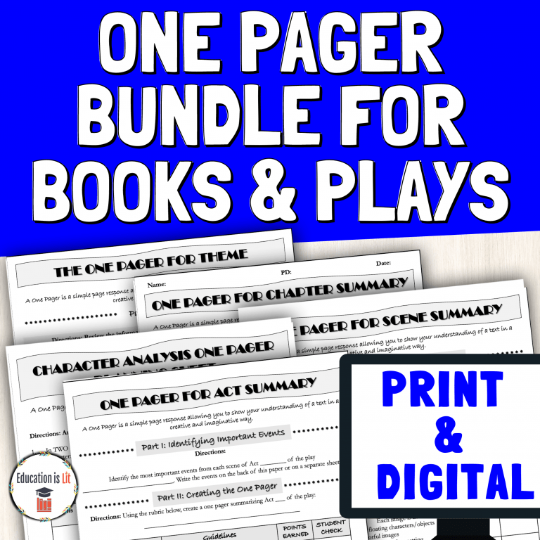 One Pager Assignment for Chapter Summary – Education is Lit
